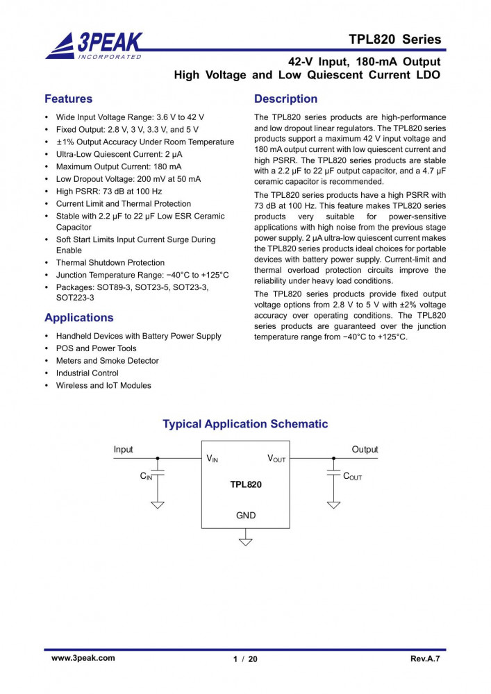 TPL820 datasheet page 1
