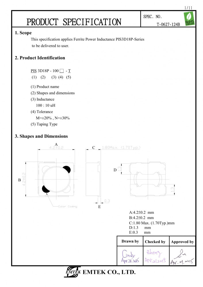 EMTEK PIS3D18P specification page 2