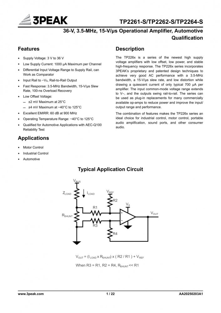 TP2261 datasheet page 1