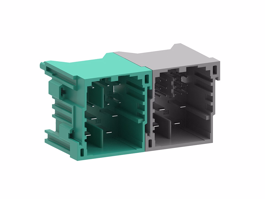 stAK50h 3 Bay Vertical Hybrid Header, 65 Circuits, Bay 1: 12 Circuits/Key 1/Black; Bay 2: 28 Circuits/Key 1/Dark Gray; Bay 3: 25 Circuits/Key 1/Green; Tube