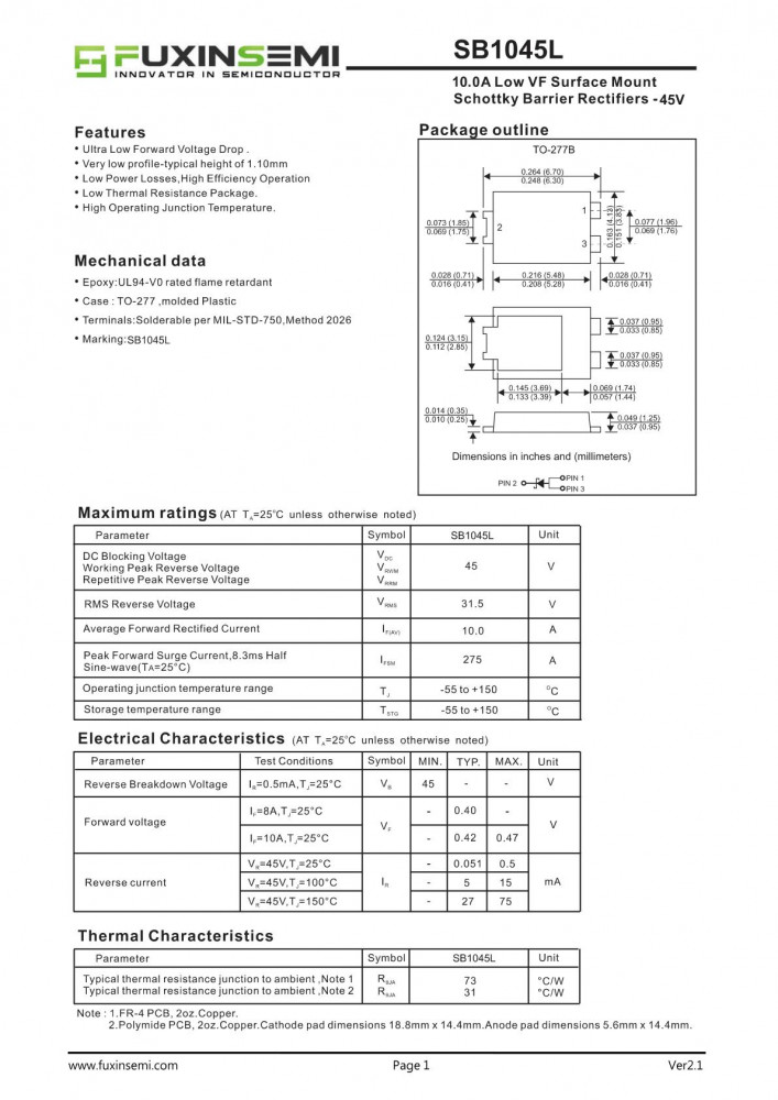 SB1045L datasheet page 1