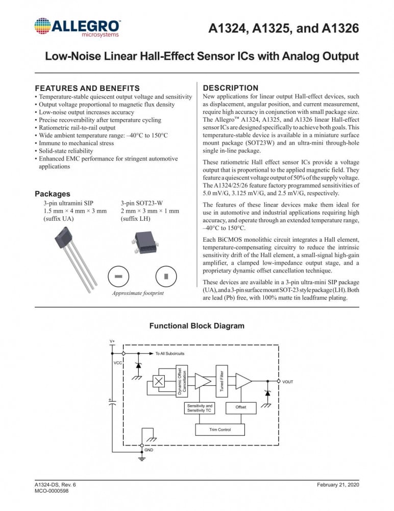 A1325LUA-T datasheet page 1