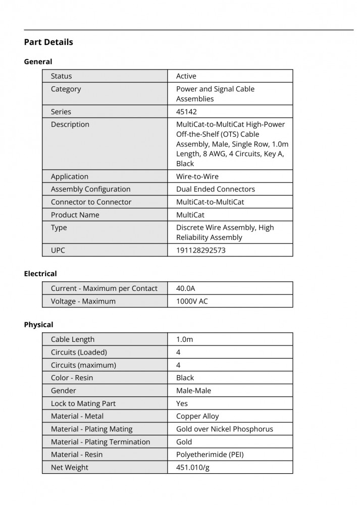 Technical document image 2 for MOLEX 451420410