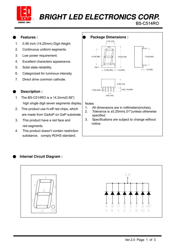 BS-C514RO datasheet page 1