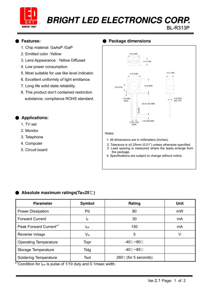BL-R313P technical document image, page 1