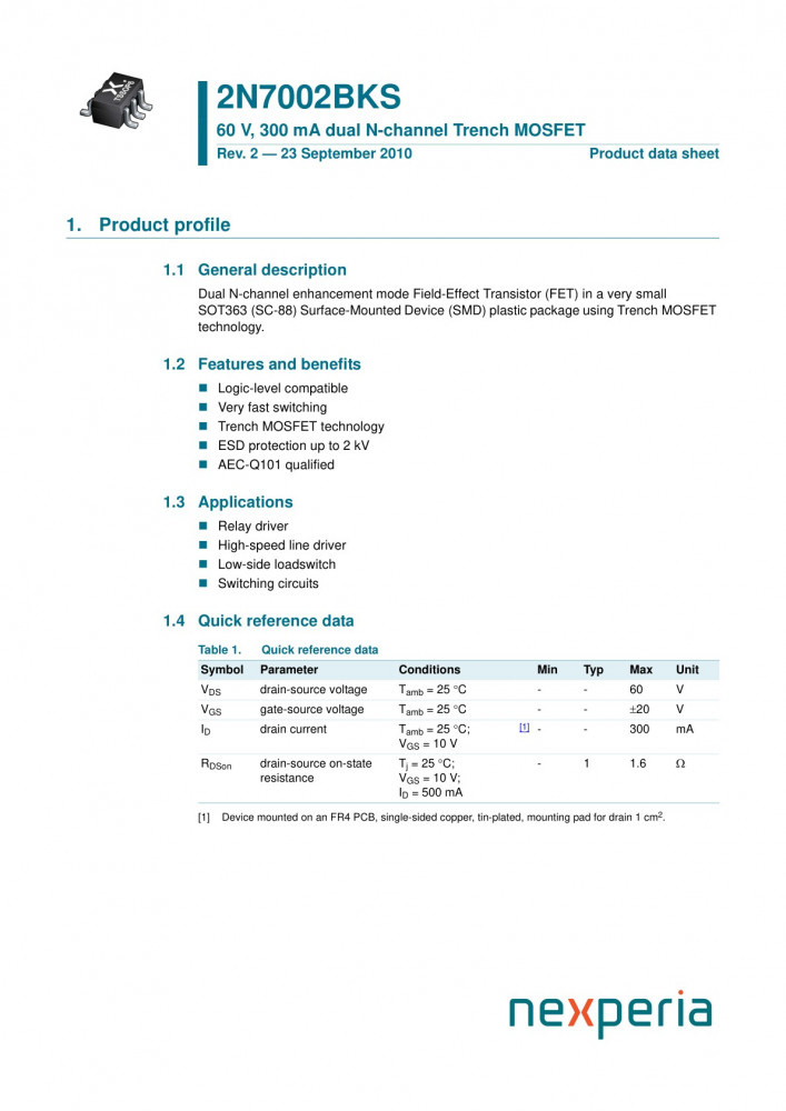 2N7002BKS,115 datasheet page 1