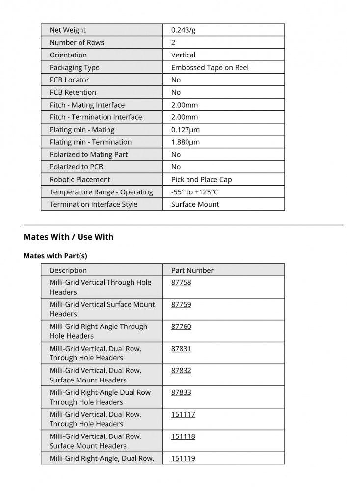 Technical document page 3 for MOLEX 791091149