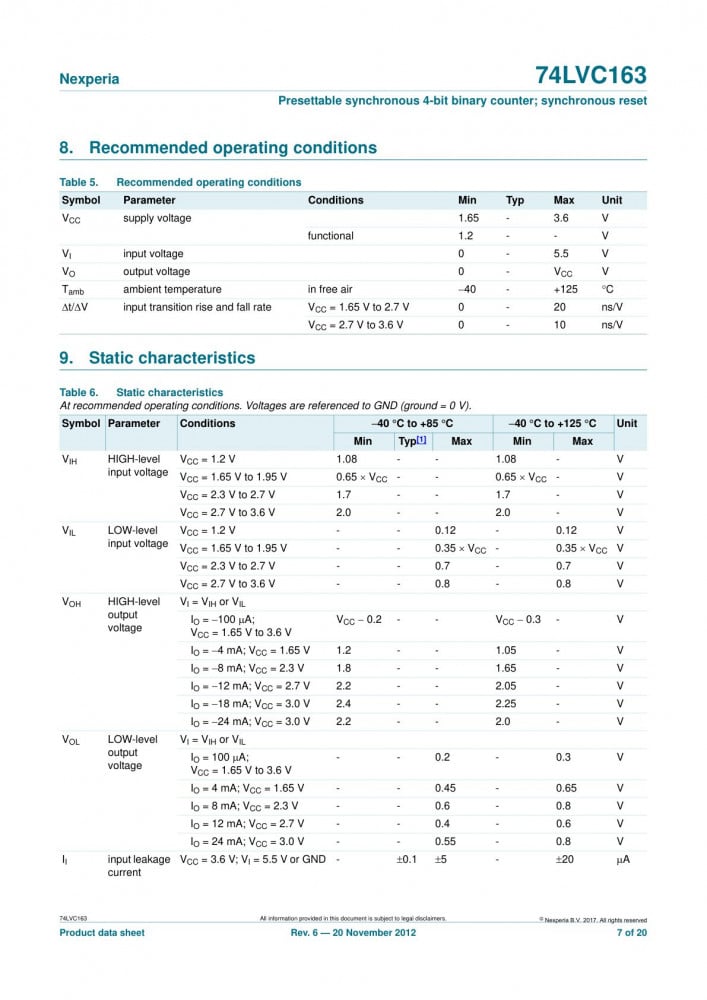 74LVC163 datasheet page 7