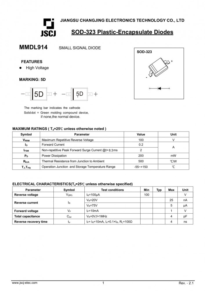 MMDL914 datasheet page 1