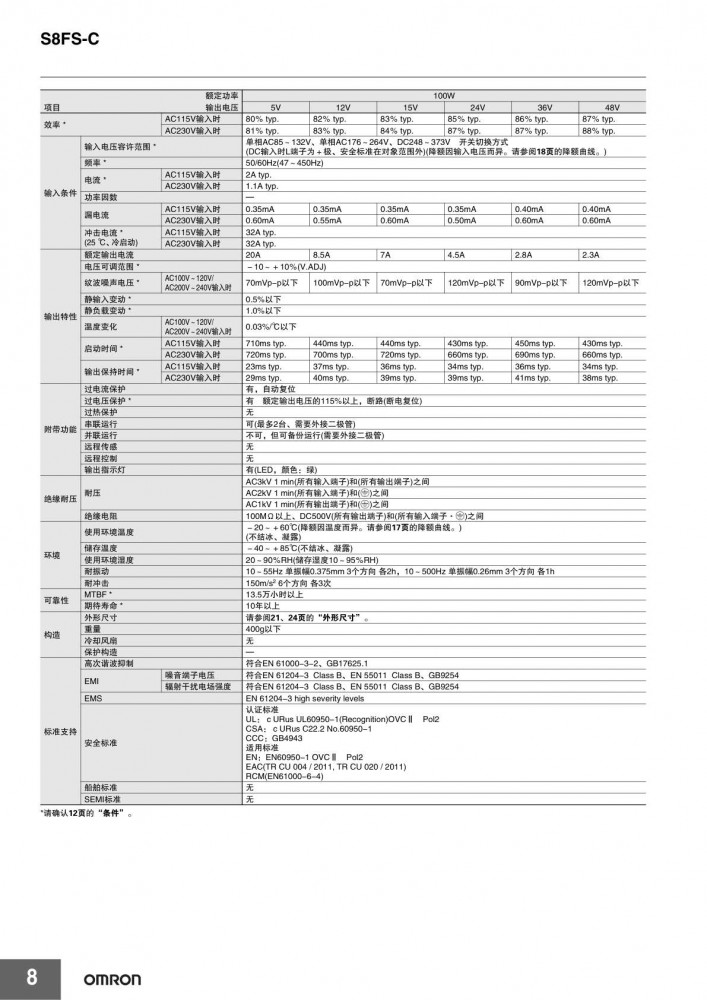 OMRON S8FS-C catalogue page 8