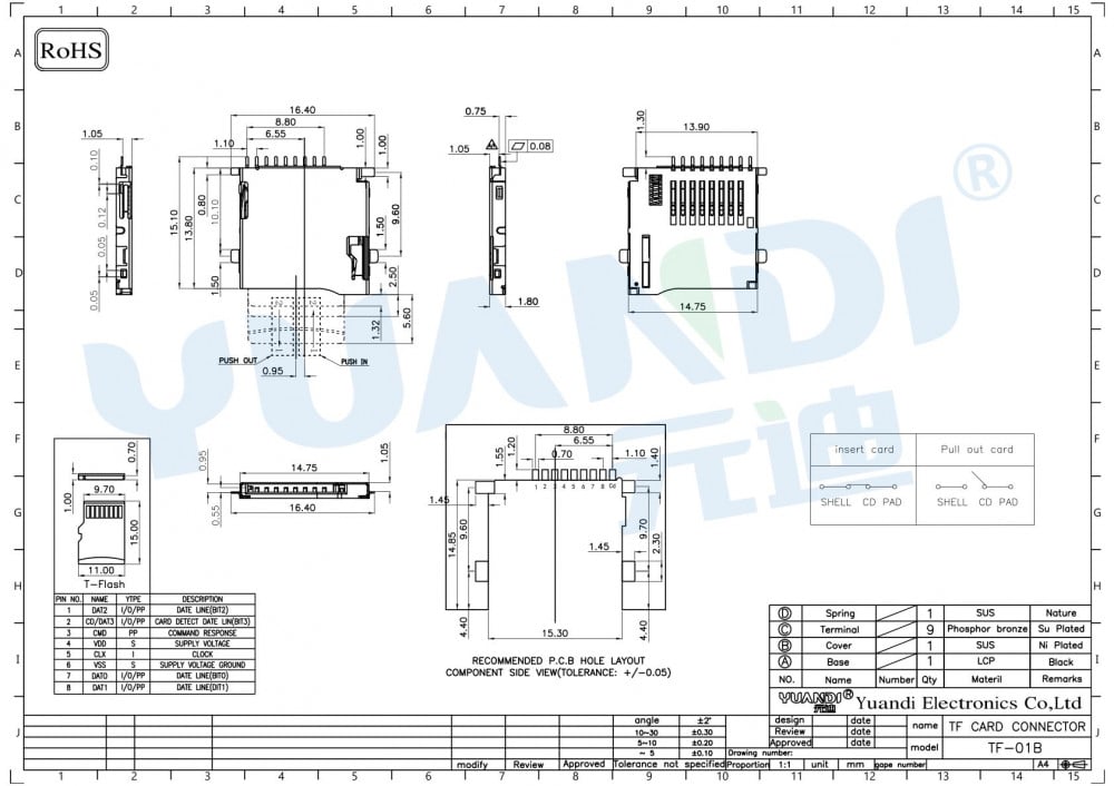 YUANDI TF-01B technical drawing page