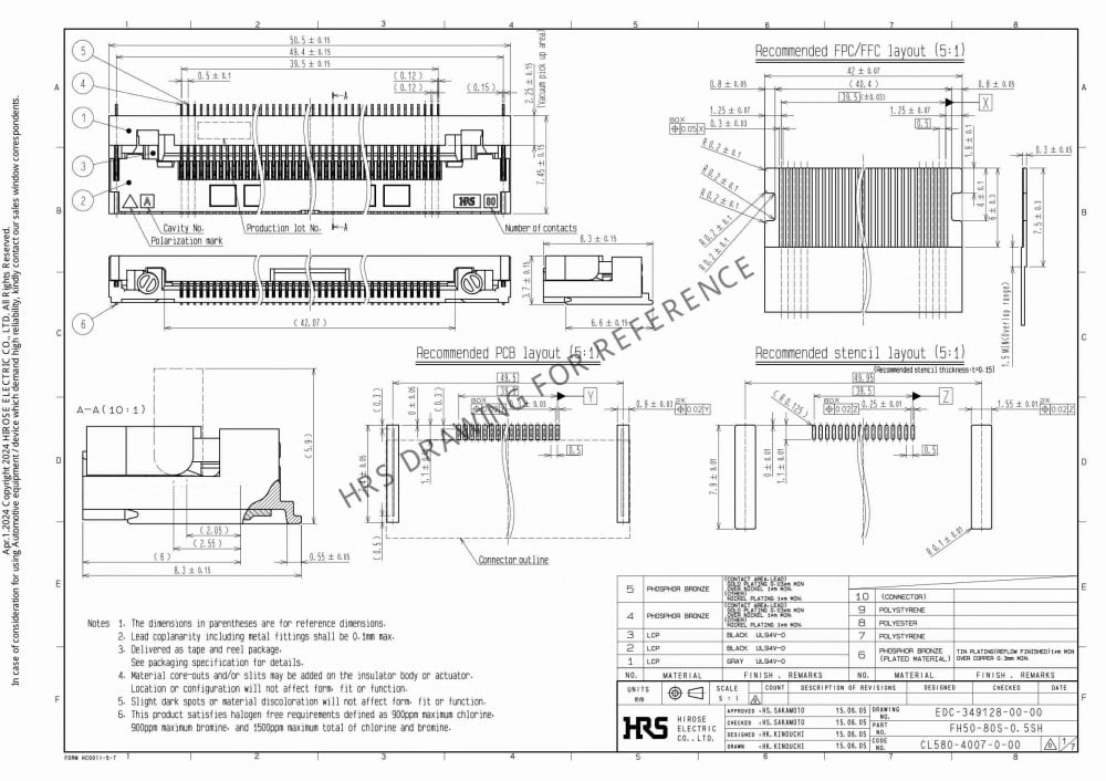 HRS FH50-80S-0.5SH drawing page 1