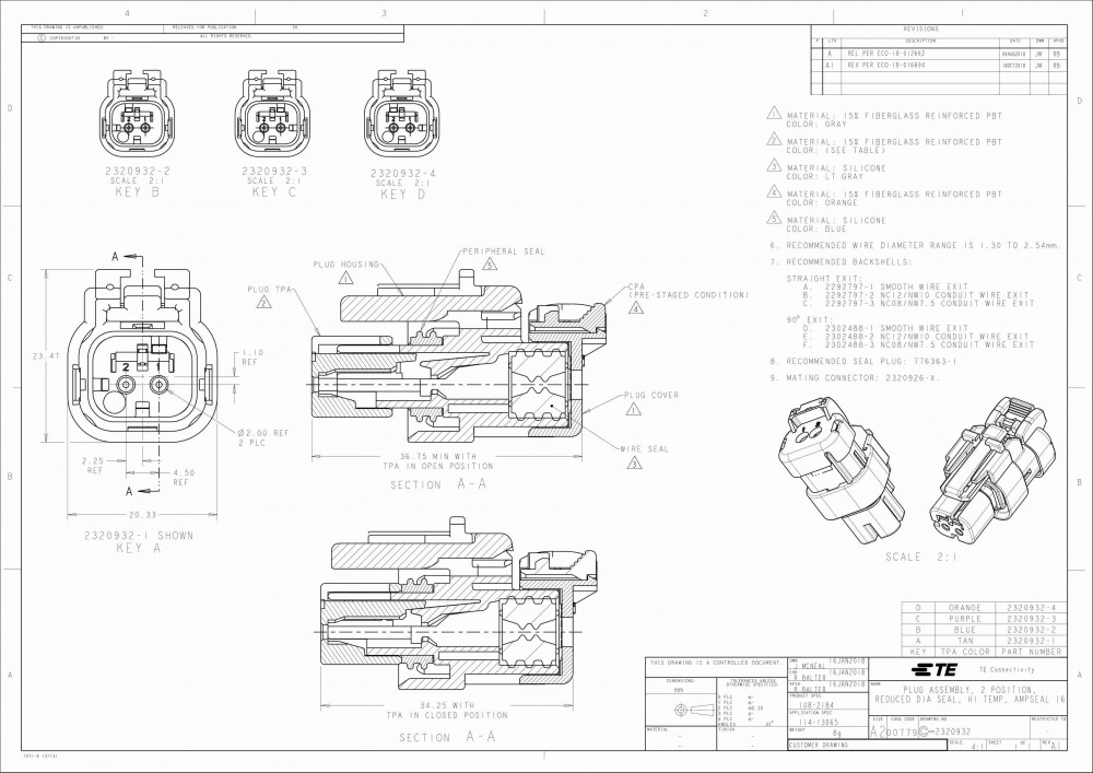DEUTSCH 2320932-3 controlled drawing preview