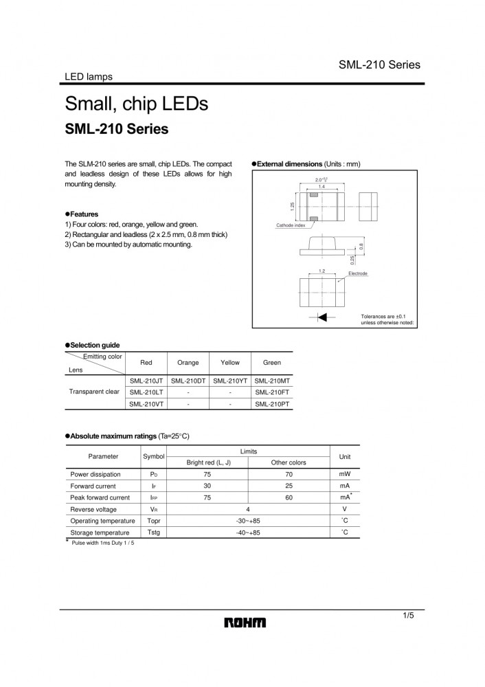SML-210 technical document page 1
