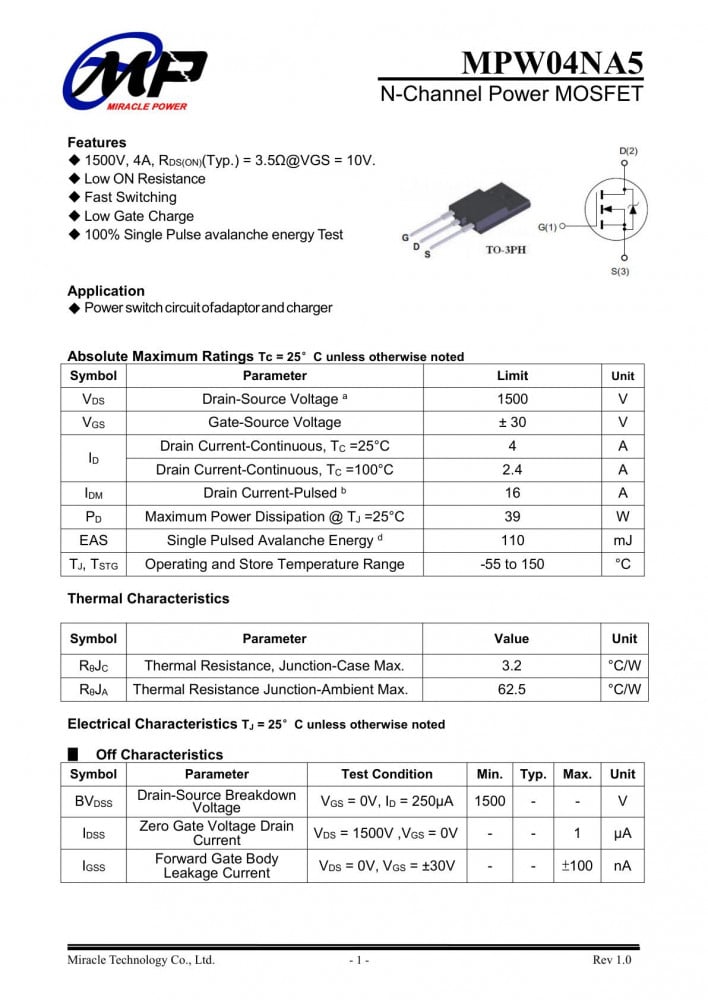 MPW04NA5 datasheet page 1
