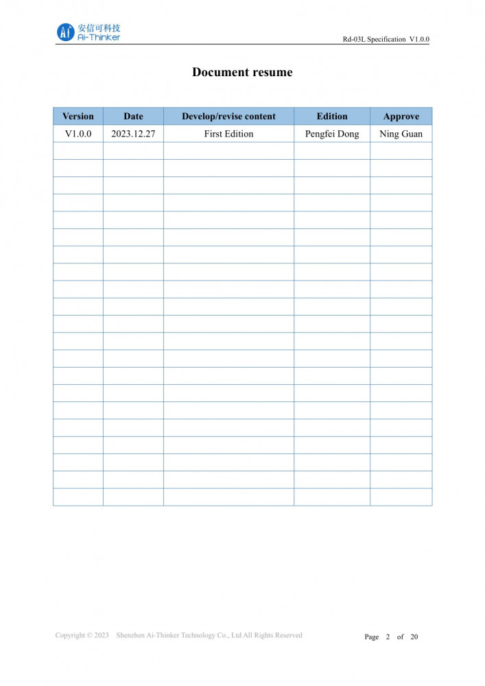 Rd-03L specification page 2