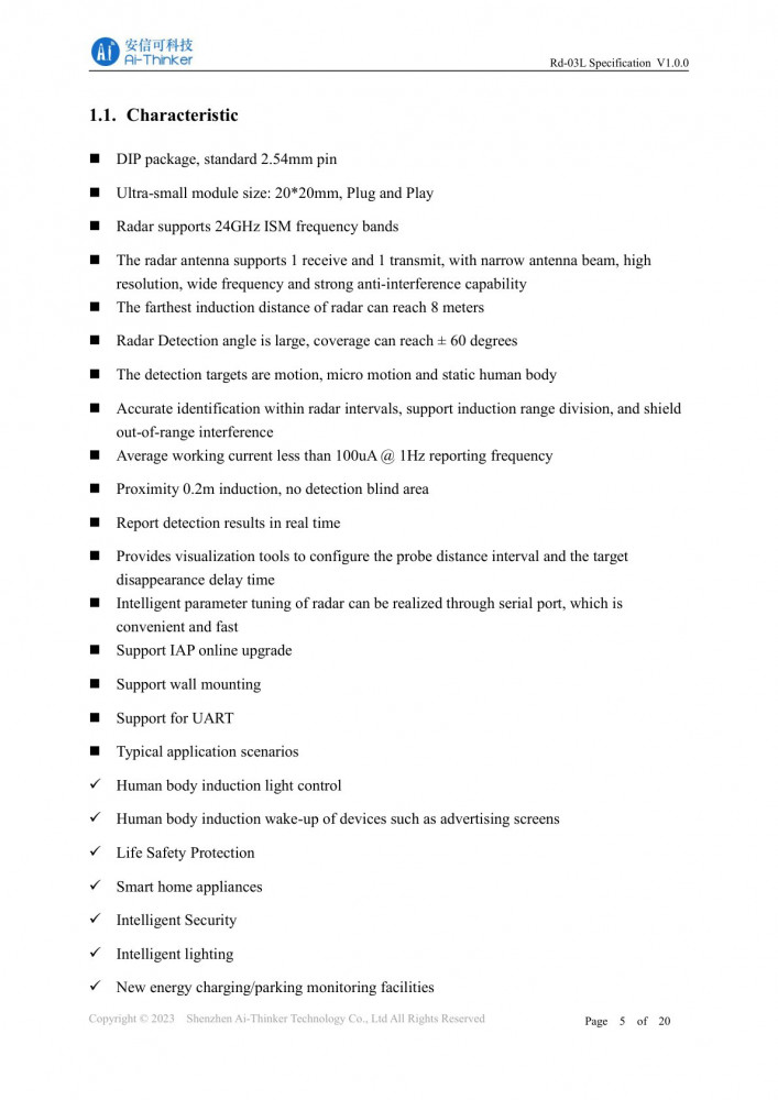 Rd-03L specification page 5