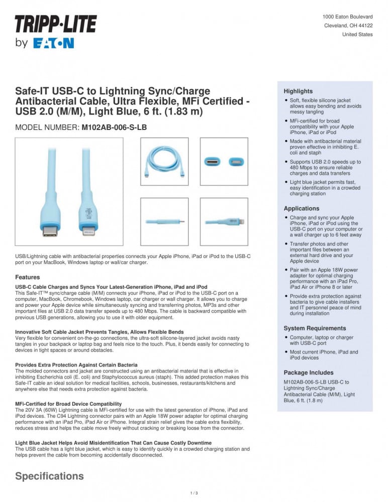 M102AB-006-S-LB technical document page 1