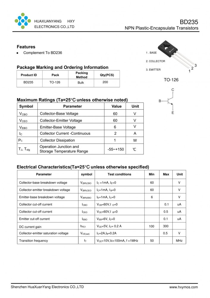 BD235 technical document page 1