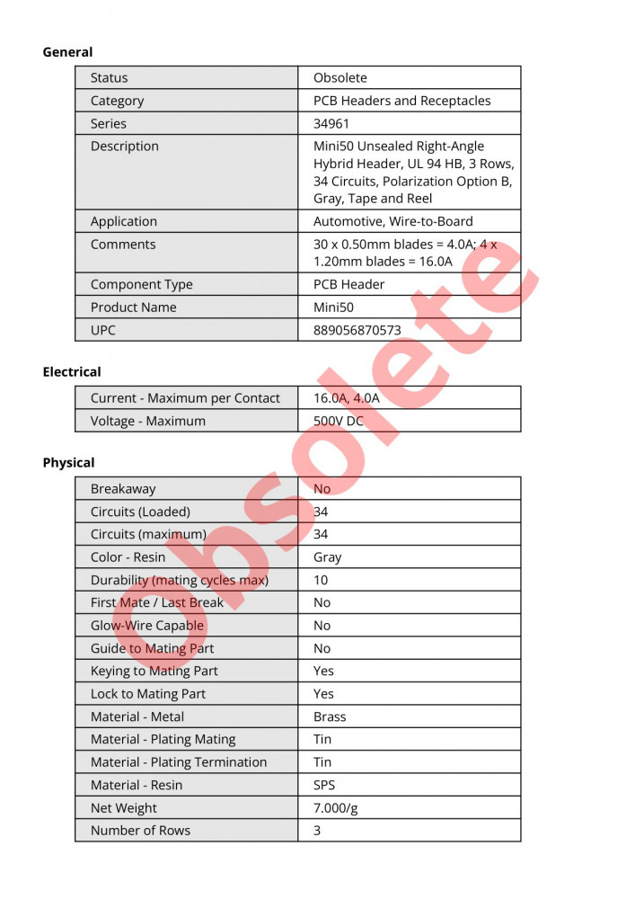 Technical document page 2 for MOLEX 349618341