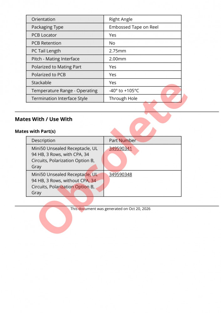 Technical document page 3 for MOLEX 349618341