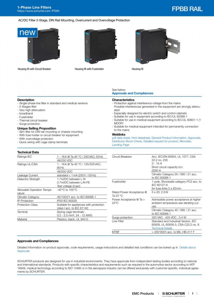 SCHURTER FPBB-U3RI-1290 datasheet page 1