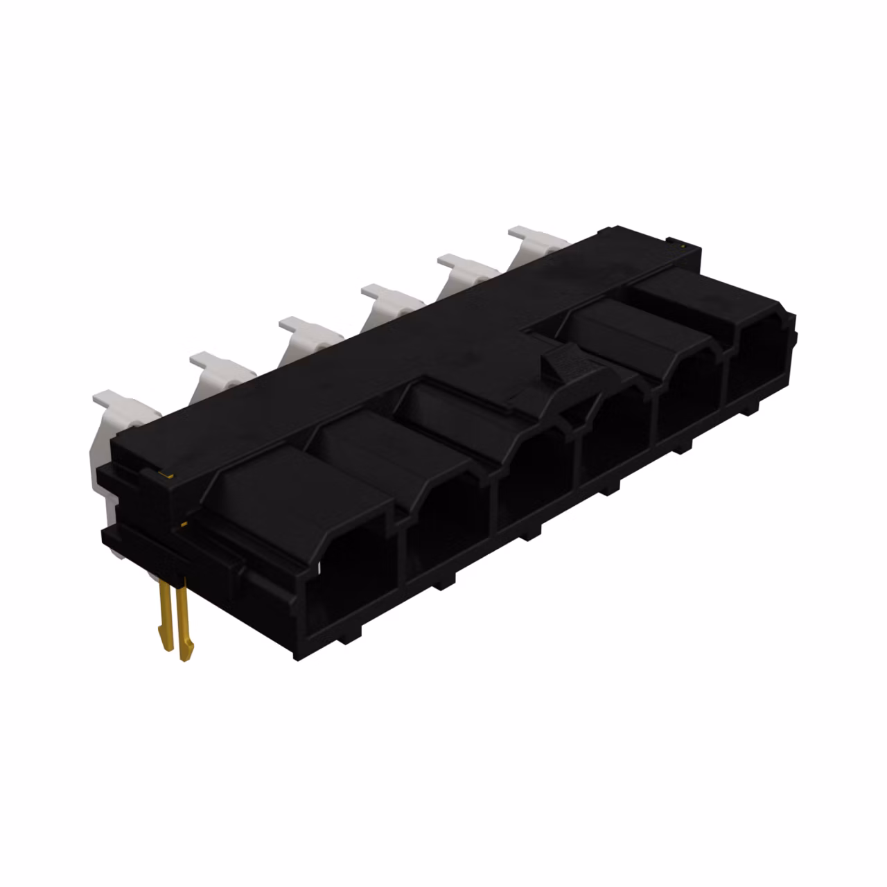 Mini-Fit Sr. Right-Angle Header, 10.00mm Pitch, Single Row, 6 Circuits, 5.10mm Tail Length, for 3.18mm PCB, Silver (Ag) Plating, with Clip for sale