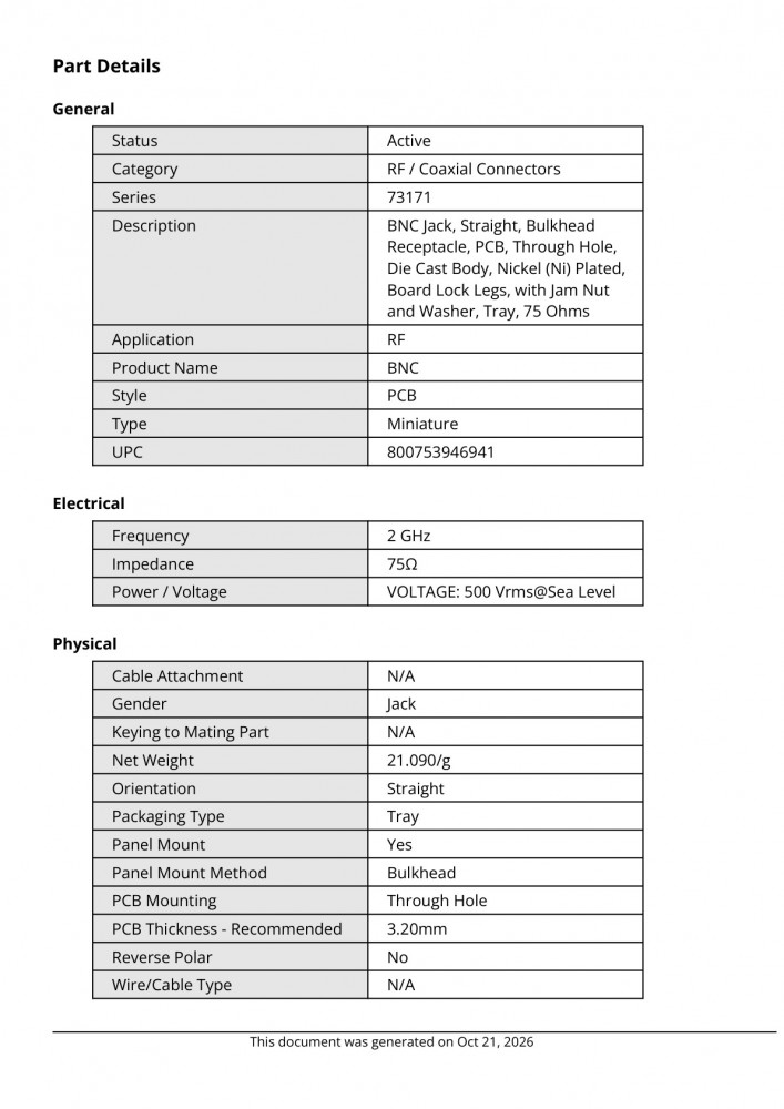 Technical document image 2 for MOLEX 731010190