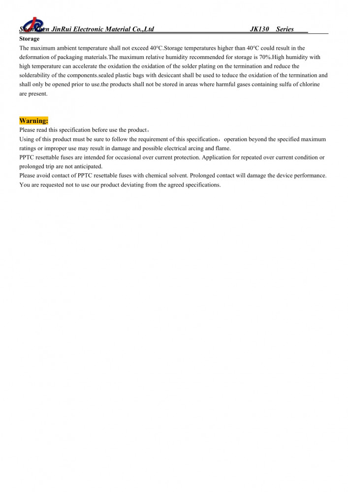 Jinrui JK130 series datasheet page 4