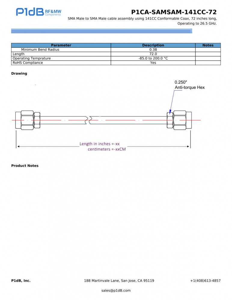 P1CA-SAMSAM-141CC-72 product drawing page