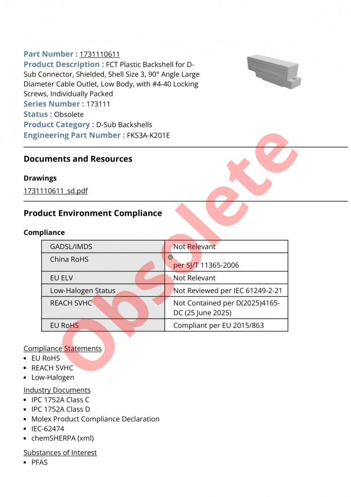 MOLEX 1731110611 product drawing page 1