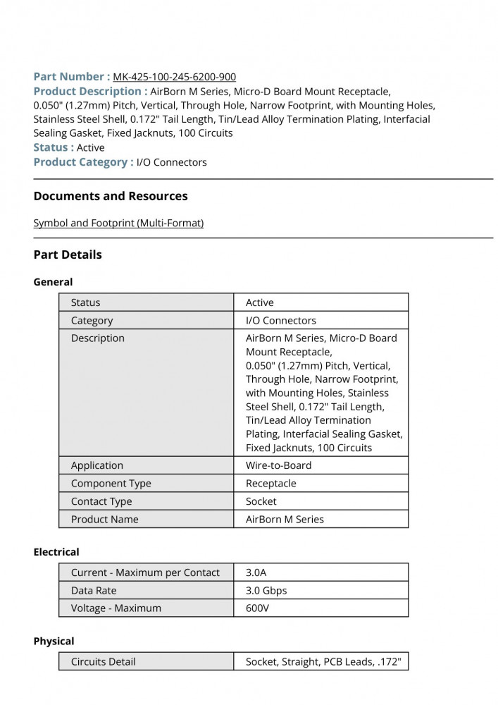 MK-425-100-245-6200-900 technical document, page 1