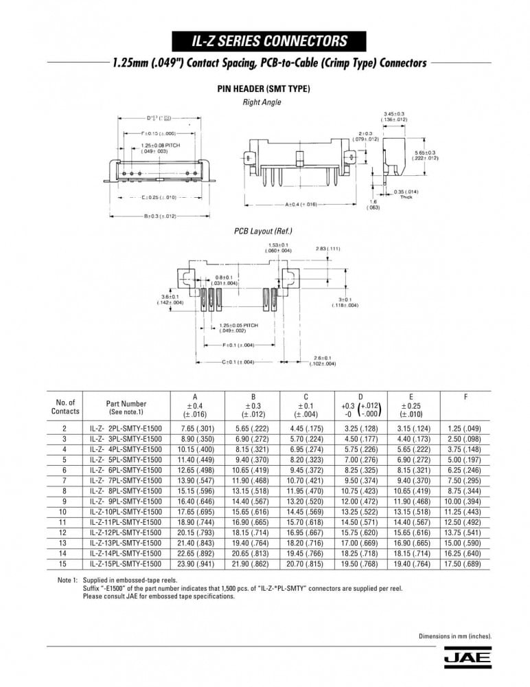 JAE IL-Z Series technical document page 2