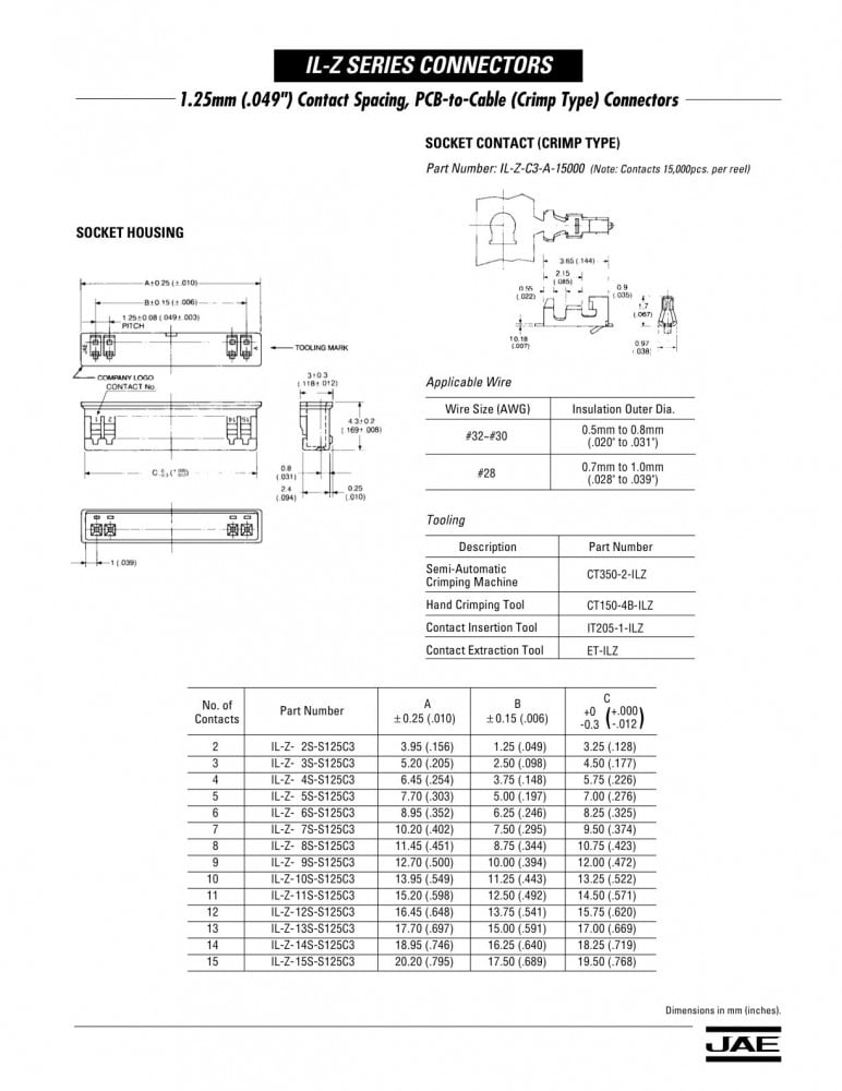 JAE IL-Z-C3-A-15000 contact technical document page 3