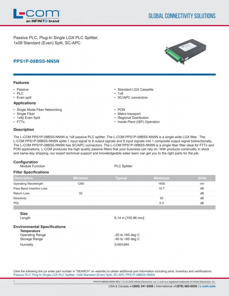 PPS1P-08BSS-NN5N product document page 1