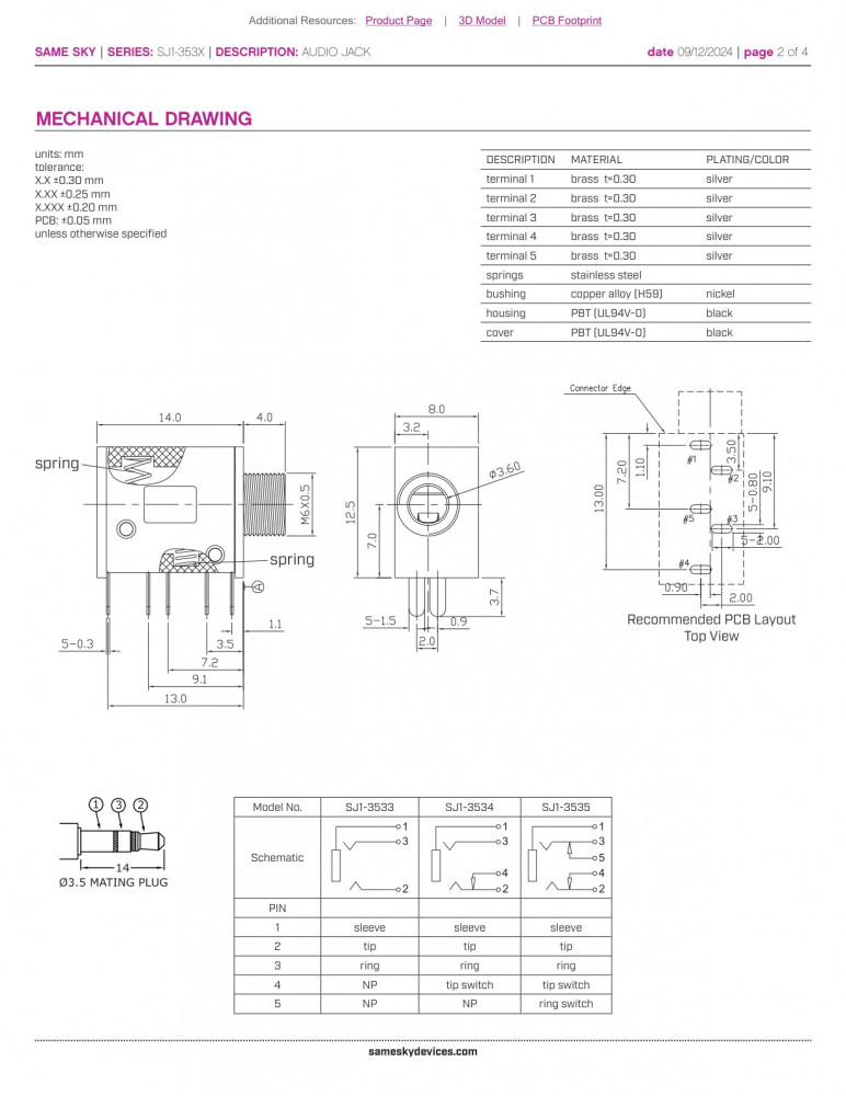 SJ1-3534 technical document page 2