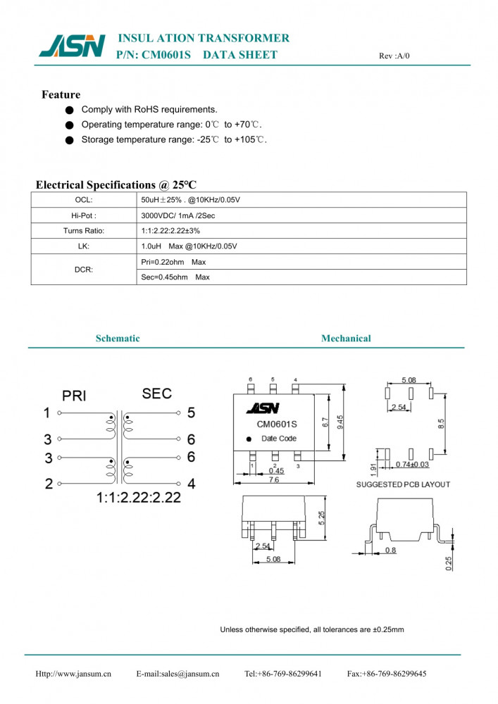 CM0601S technical document page