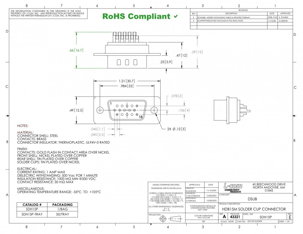 SDH15P-TRAY technical document preview