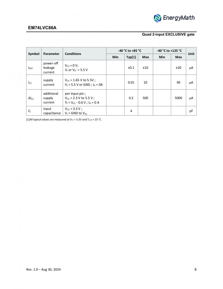 EM74LVC86AD datasheet page 6