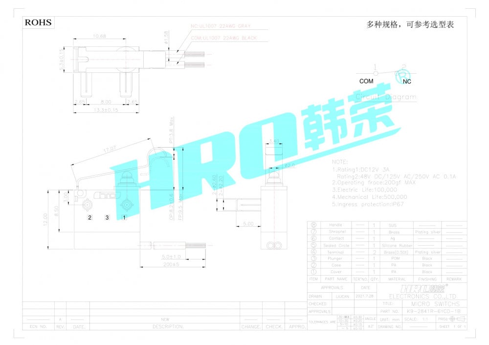 K9-2841R-6YCD-1B technical drawing page 1
