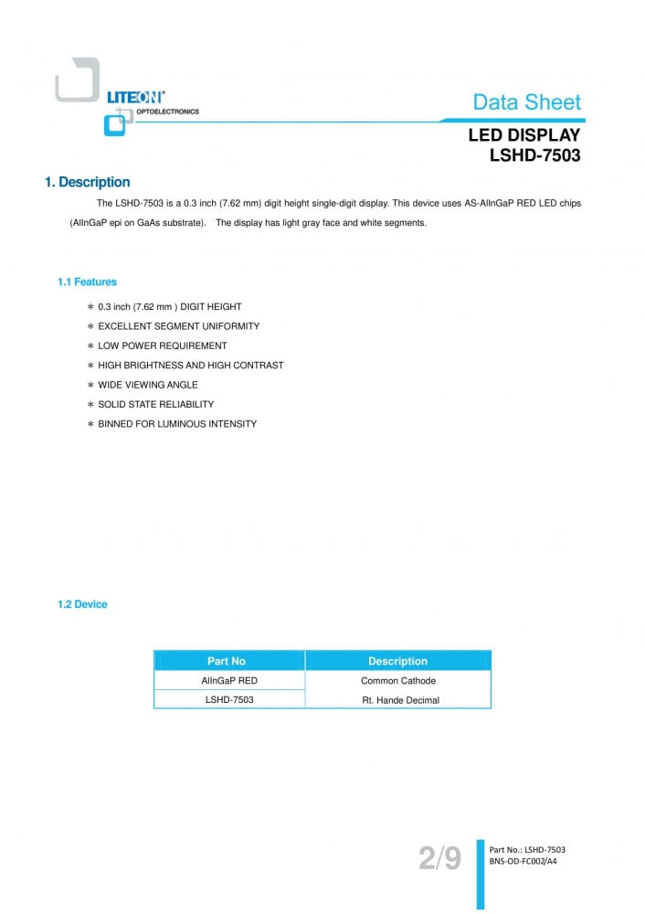 LSHD-7503 datasheet page 3