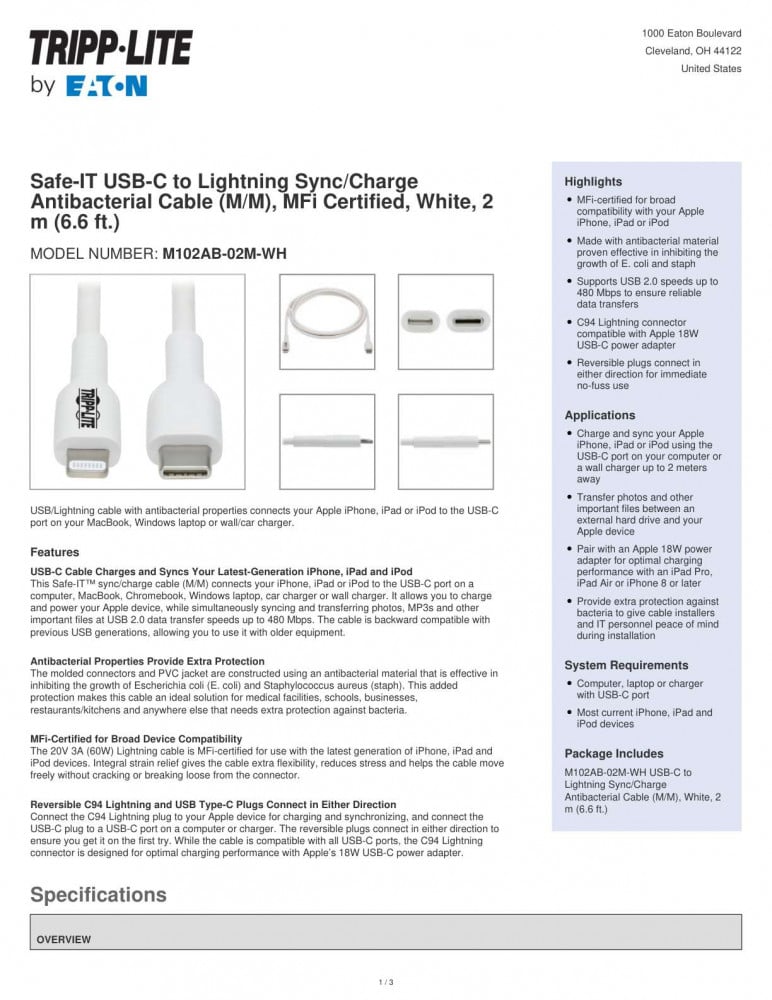 M102AB-02M-WH technical document page 1
