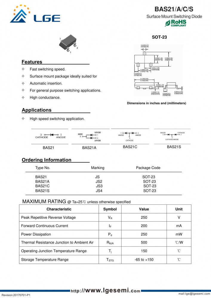 LGE BAS21 datasheet page 1