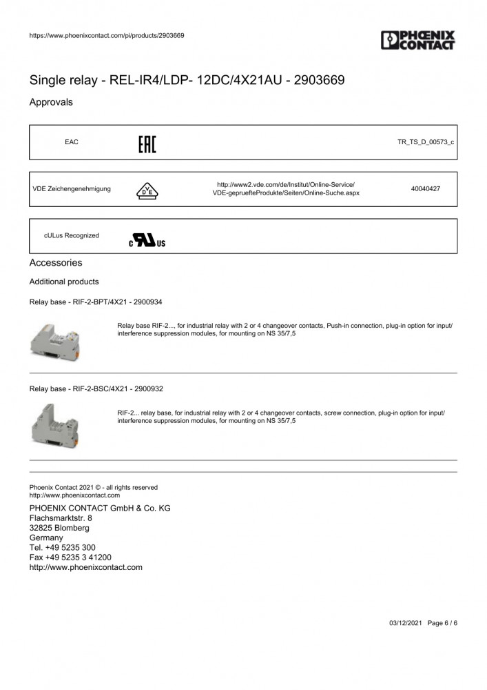 Phoenix Contact 2903669 technical document page 6