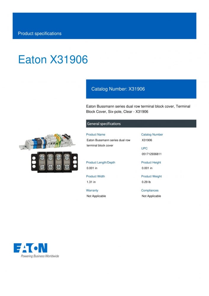 Eaton X31906 technical document page 1