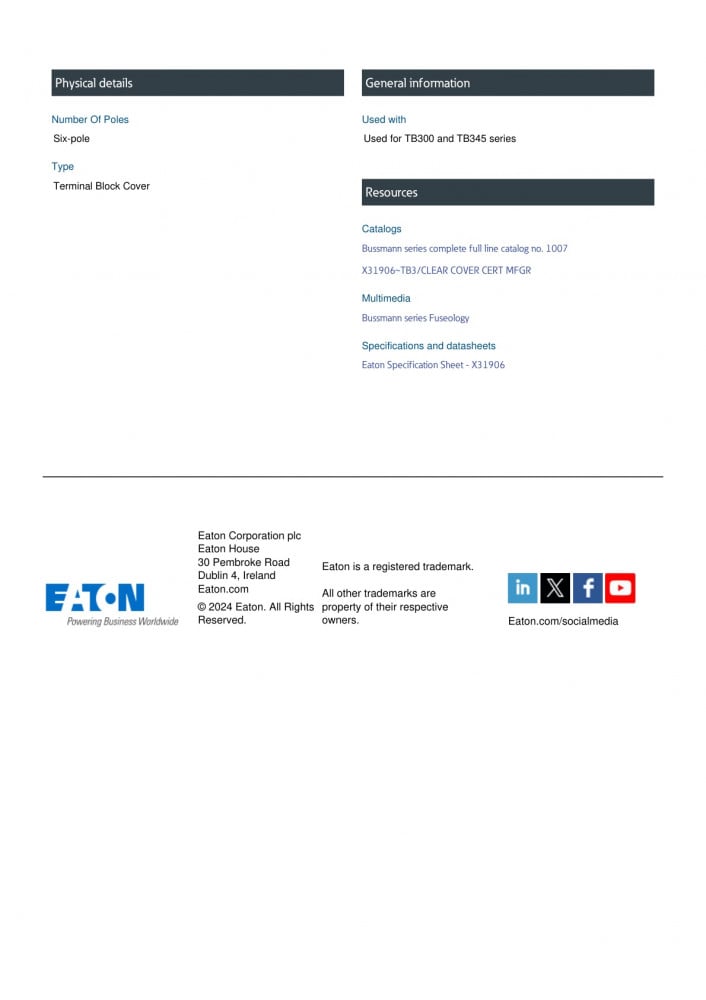 Eaton X31906 technical document page 2