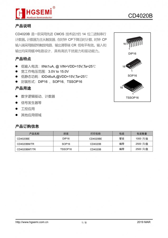 CD4020BMT/TR datasheet page 1