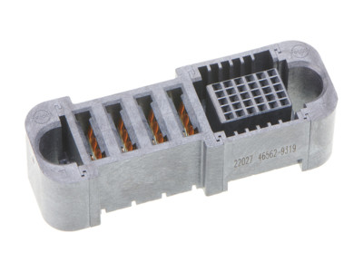 EXTreme Ten60Power Vertical Receptacle with Side Guides, 1 DC Power Circuit, 15 Signal Circuits, Press Fit Tail