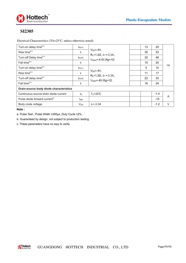SI2305 datasheet page 2