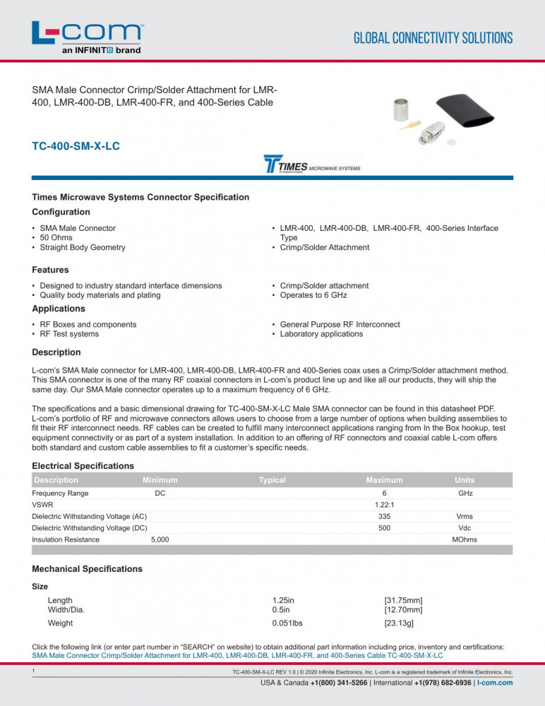 TC-400-SM-X-LC specification page 1